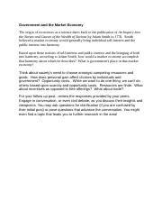 Macroeconomics Week Docx Government And The Market Economy The Origin Of Economics As A