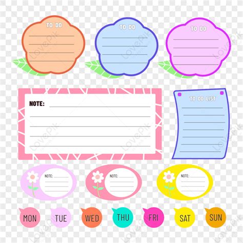 손으로 그린 컬러 메모 스티커 일러스트 편지지공책삽화 Png 일러스트 무료 다운로드 Lovepik
