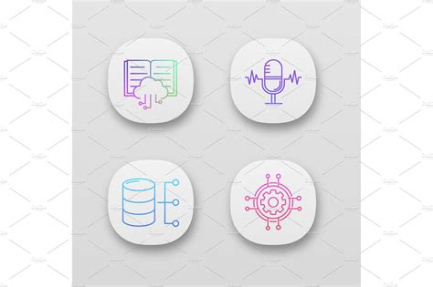 Machine Learning App Icons Set Outline Icons ~ Creative Market