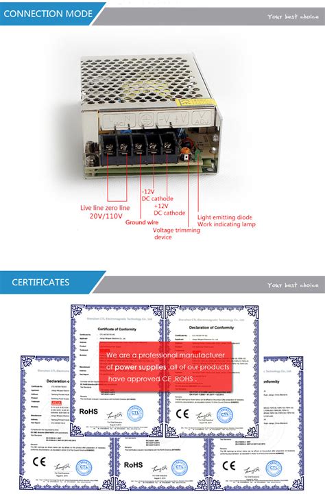 High Efficiency Single Output 12vdc 50w Ac Dc Power Supply For