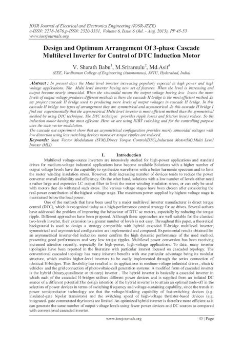 Pdf Design And Optimum Arrangement Of 3 Phase Cascade Multilevel