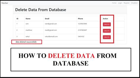 How To Delete Data From Database In Php Mysql Database Youtube
