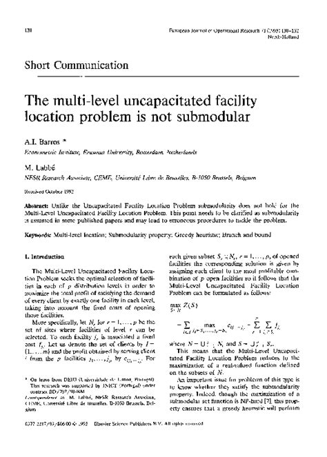 Pdf The Multi Level Uncapacitated Facility Location Problem Is Not