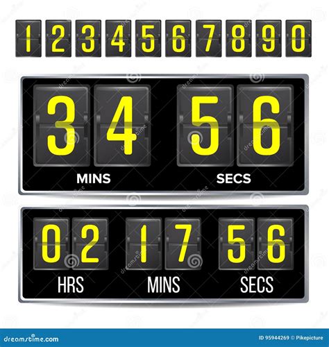 Flip Countdown Timer Vector Black Flip Scoreboard Digital Timer