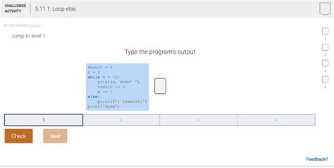 Solved Challenge Activity 5111 Loop Else 1