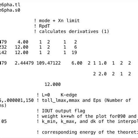 A Typical Example Of Text Based Input File For GNXAS Download Scientific Diagram