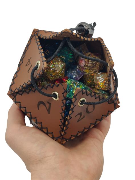 D20 Dice Bag The Die Of Holding Pu Leather Rpg Pouch Futhark Open