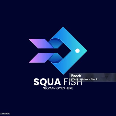 벡터 일러스트 레이 션 스쿼 물고기 그라데이션 화려한 스타일 강에 대한 스톡 벡터 아트 및 기타 이미지 강 개념 경외감 Istock