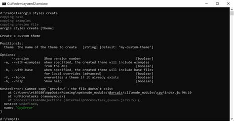 Create A New Theme Failed Issue 106 Esri Arcgis Js Cli GitHub