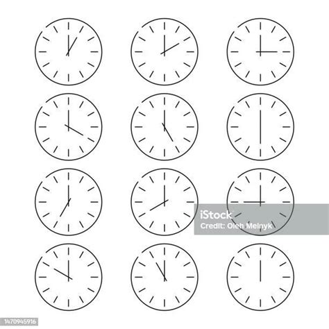 다른 시간을 가진 시계 세트 벡터 그림입니다 시계 벡터 아이콘 0명에 대한 스톡 벡터 아트 및 기타 이미지 0명 12시 개념 Istock