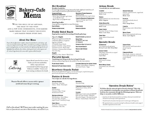 Free Panera Bread Menu Printable Updated Printables For Everyone