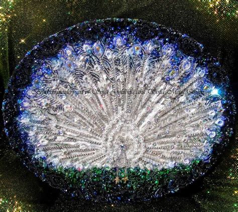 White Peacock Beadwork Embroidery With Swarovski By Sofiametalqueen On