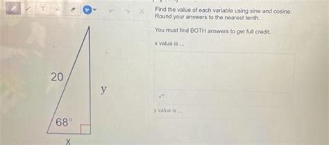 Solved Find The Galue Of Each Variable Using Sine And