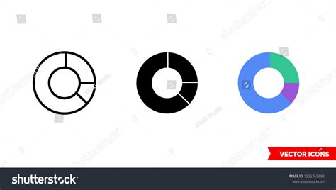 Doughnut Chart Icon 3 Types Color Stock Vector Royalty Free 1326762692 Shutterstock