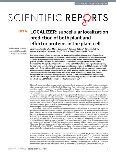 Pdf Localizer Subcellular Localization Prediction Of Both Plant And