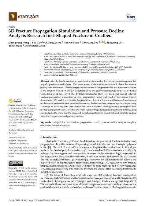 Pdf 3d Fracture Propagation Simulation And Pressure Decline Analysis Research For I Shaped