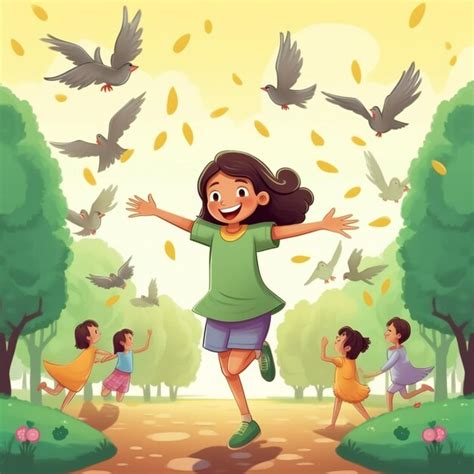 Premium Ai Image Happy Girl Illustration