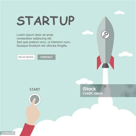 시작 합니다 사업 시작 버튼을 누른 다입니다 컨셉 비즈니스 벡터 일러스트 레이 션 가능성에 대한 스톡 벡터 아트 및 기타 이미지