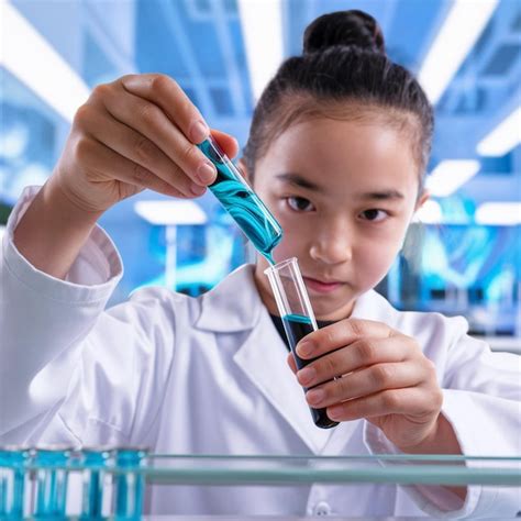 Premium Photo Girl Chemist In The Laboratory Works With Test Tubes