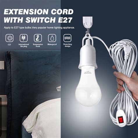 Lamp Bulb Holder Led Light Bulb Socket Extension Cord With Switch 3m 5m 10m Wire Lamp Bases