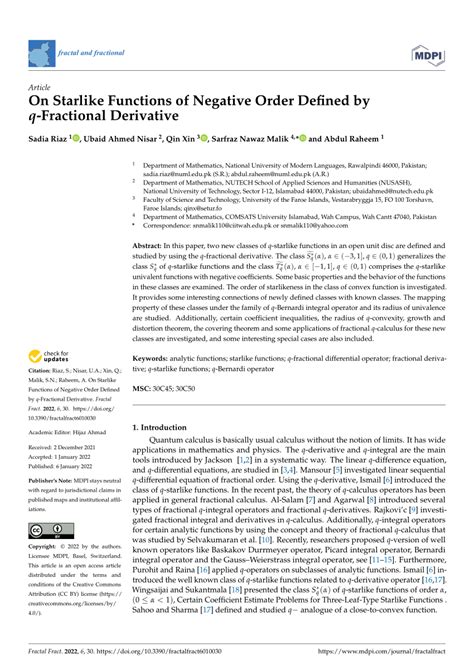 Pdf On Starlike Functions Of Negative Order Defined By Q Fractional