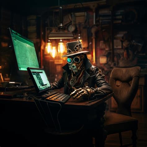 Premium Photo Coding Crusader Unleashing The 3d Steampunk Superhero