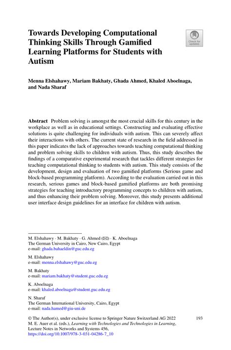 PDF Towards Developing Computational Thinking Skills Through Gamified