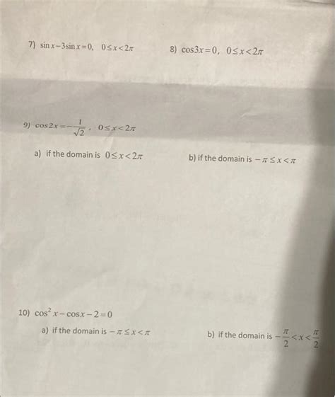 Solved Solving Trig Equations Practice Directions Solve For Chegg