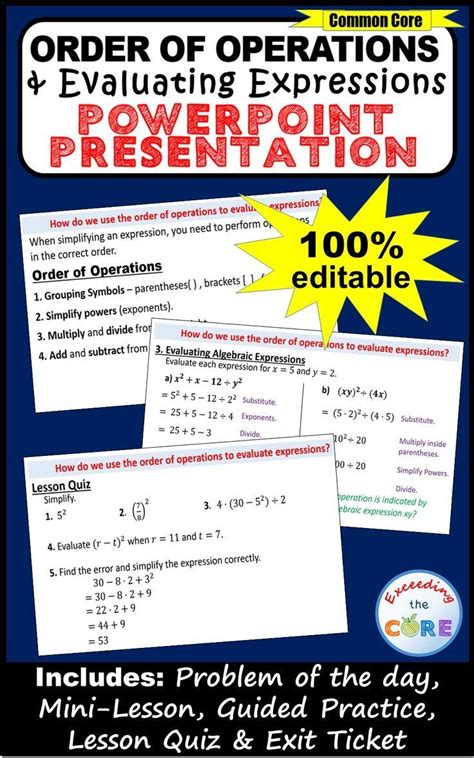 Order Of Operations Evaluating Expressions