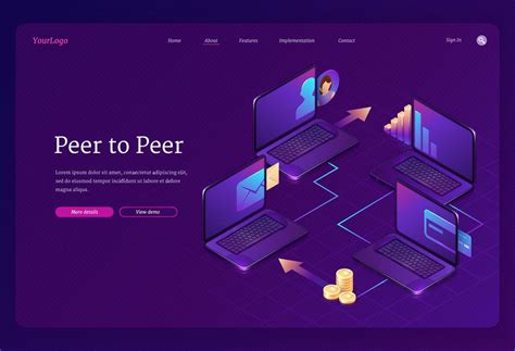 Peer To Peer Computer Network Isometric Landing 14343227 Vector Art At