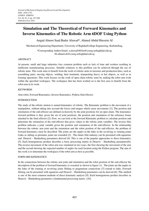 Pdf Simulation And The Theoretical Of Forward Kinematics And Inverse