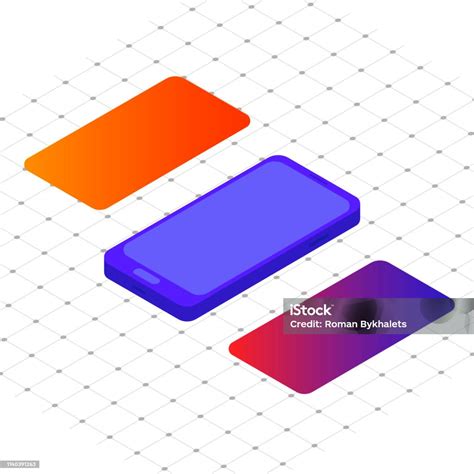 그라데이션 화면 미래 현대 흰색 배경에 아이소메트릭 스마트 폰 3차원 형태에 대한 스톡 벡터 아트 및 기타 이미지 3차원 형태 개념 개체 그룹 Istock