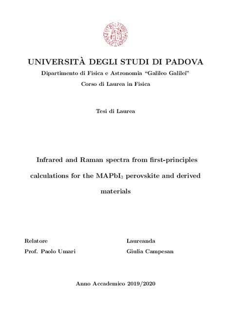 Pdf Infrared And Raman Spectra From First Principles Calculations For The Mapbi3 Perovskite