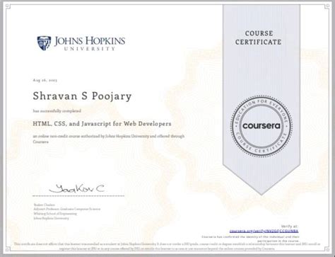 Shravan S Poojary On Linkedin I Have Successfully Completed The Course Html Css And Javascript