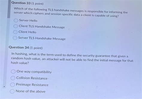 Solved Which Of The Following Tls Handshake Messages Is