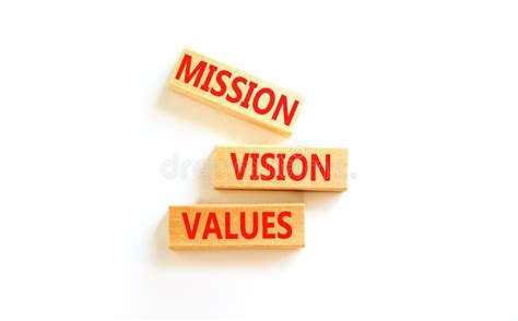 Mission Vision Values Symbol Concept Words Mission Vision Values On Wooden Blocks On A