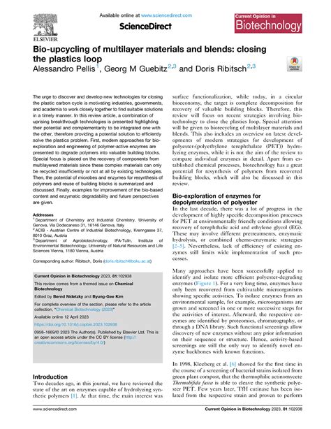 3 19 Closing The Plastics Loop Available Online At Sciencedirect Bio