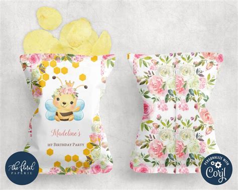 Bee Chip Bag Template Editable Bee Potato Chip Bag Wrapper Printable Bee Potato Chips Party