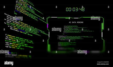 Image Of Scrolling Data Countdown Clock And Interface Ai Data Mining