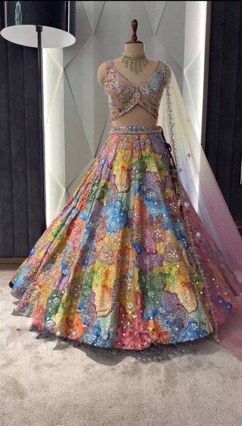 Designer Multi Color Lehenga Choliparty Dress Latest Bridal Lehenga