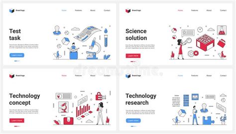 Testing And Research Task Science Technology Set Tiny People Work On