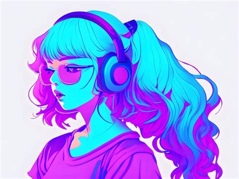 Premium Ai Image Anime Girl Synthwave Illustration
