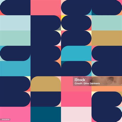 복고풍 스칸디나비아 스타일의 반원 원 과 사각형 현대 벡터 추상 원활한 기하학적 패턴 기하학적 그림이 있는 그림입니다 0명에 대한 스톡 벡터 아트 및 기타 이미지 Istock