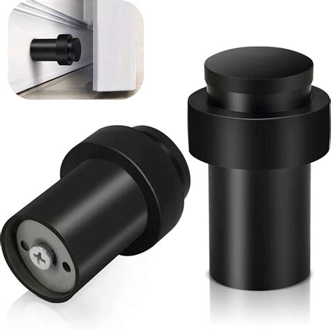 Floor Mounted Door Stop Black Heavy Duty Doorstop Stainless Steel Rubber Bumper £6 29 Picclick Uk