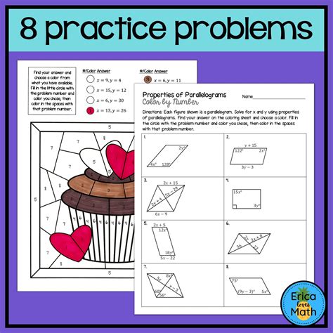 Properties Of Parallelograms Color By Number Activity Valentines Day Made By Teachers