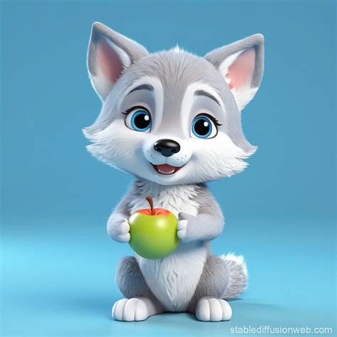 Wolf Cub In Azul Background Stable Diffusion Online