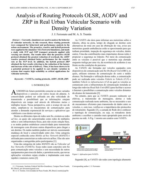 Pdf Analysis Of Routing Protocols Olsr Aodv And Zrp In Real Urban Vehicular Scenario With