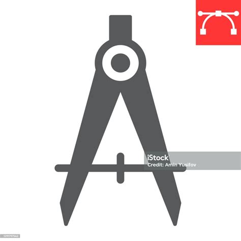 디바이더 글리프 아이콘 나침반 및 건축가 디바이더 사인 벡터 그래픽 편집 가능한 스트로크 솔리드 아이콘 Eps 10 건설 산업에 대한 스톡 벡터 아트 및 기타 이미지