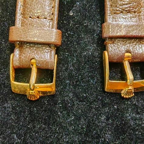 Original Vintage Rolex Watch Strap With 18k Yellow Gold Buckles 17mm