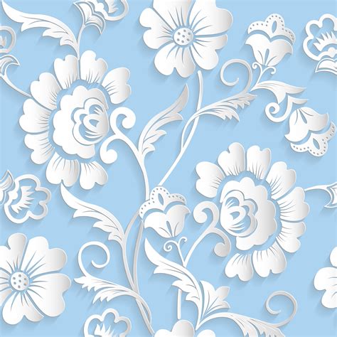 Векторные цветочные безшовные паттерны Vector Flower Seamless Patterns Paper Cut 1 27